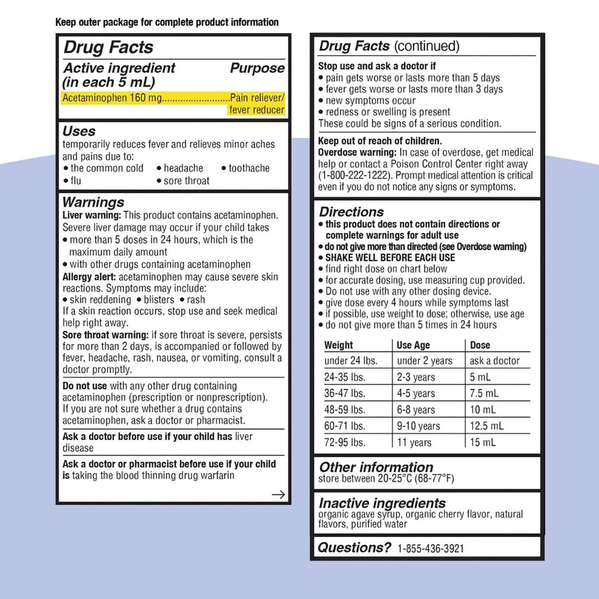 Genexa Kids' Pain & Fever Acetaminophen Liquid, Cherry, 4 fl. oz., 2 p ...