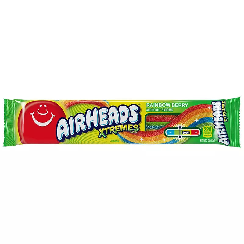Airheads Xtremes Sweetly Sour Belts – Rainbow Fruit Candy Strips, 18 C ...