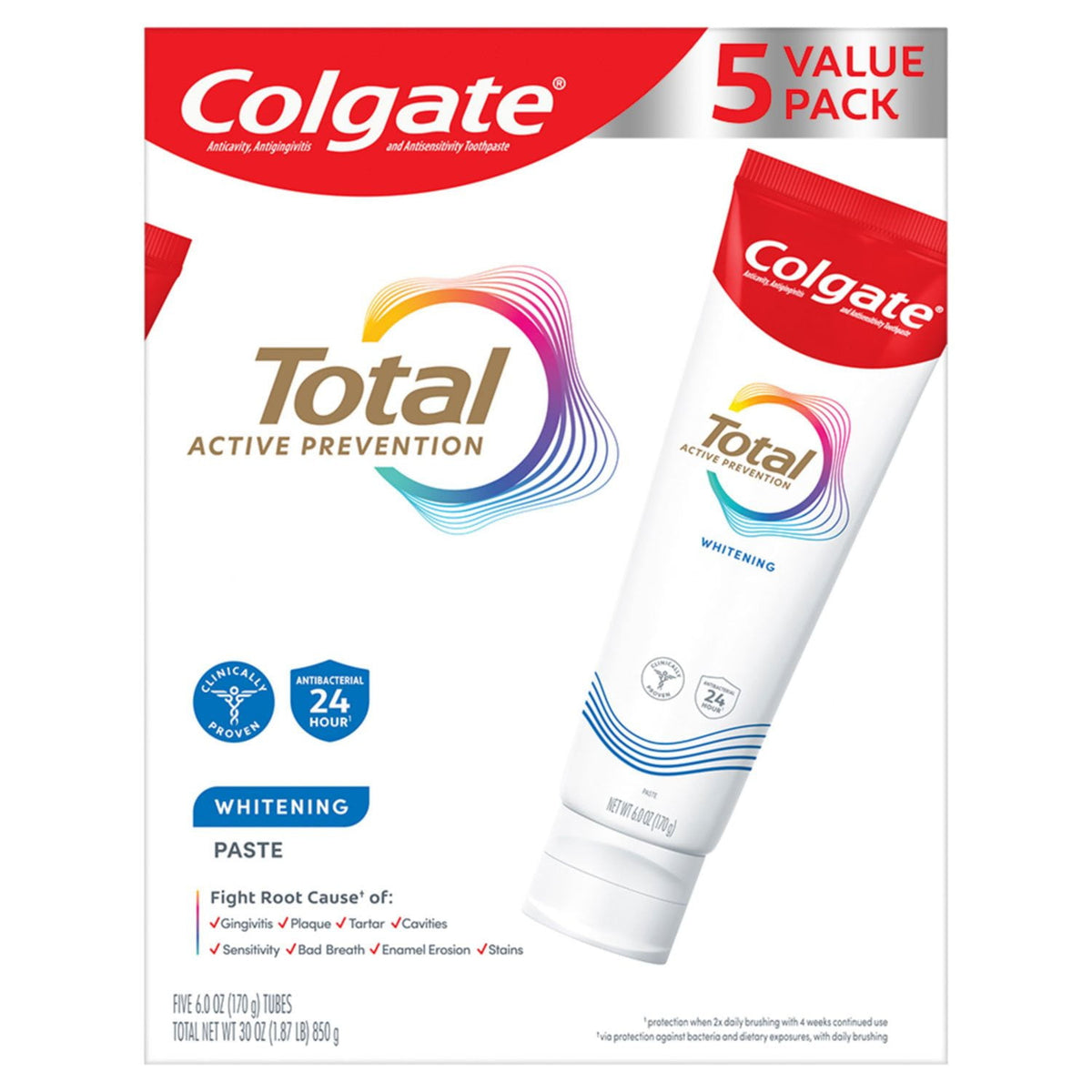 Colgate Total Whitening Toothpaste, 6 oz., 5 pk – WBM MART