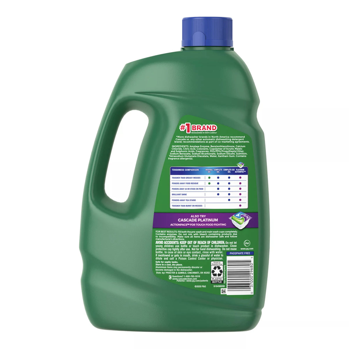 Cascade Complete Dish Detergent Liquid Gel + Oxi - Fresh Scent, 125 oz ...