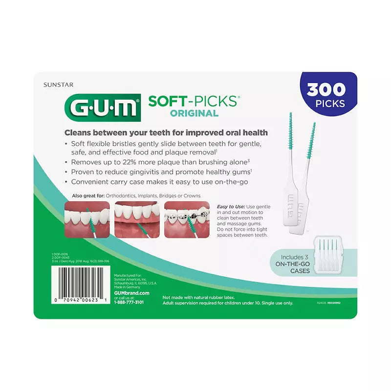 GUM Soft Picks Original Dental Flossing Picks | 300 Count – WBM MART