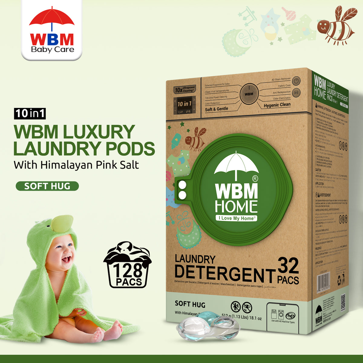 WBM Soft Hug Laundry Detergent Pods | Soft & Gentle | 100% Plant Based ...