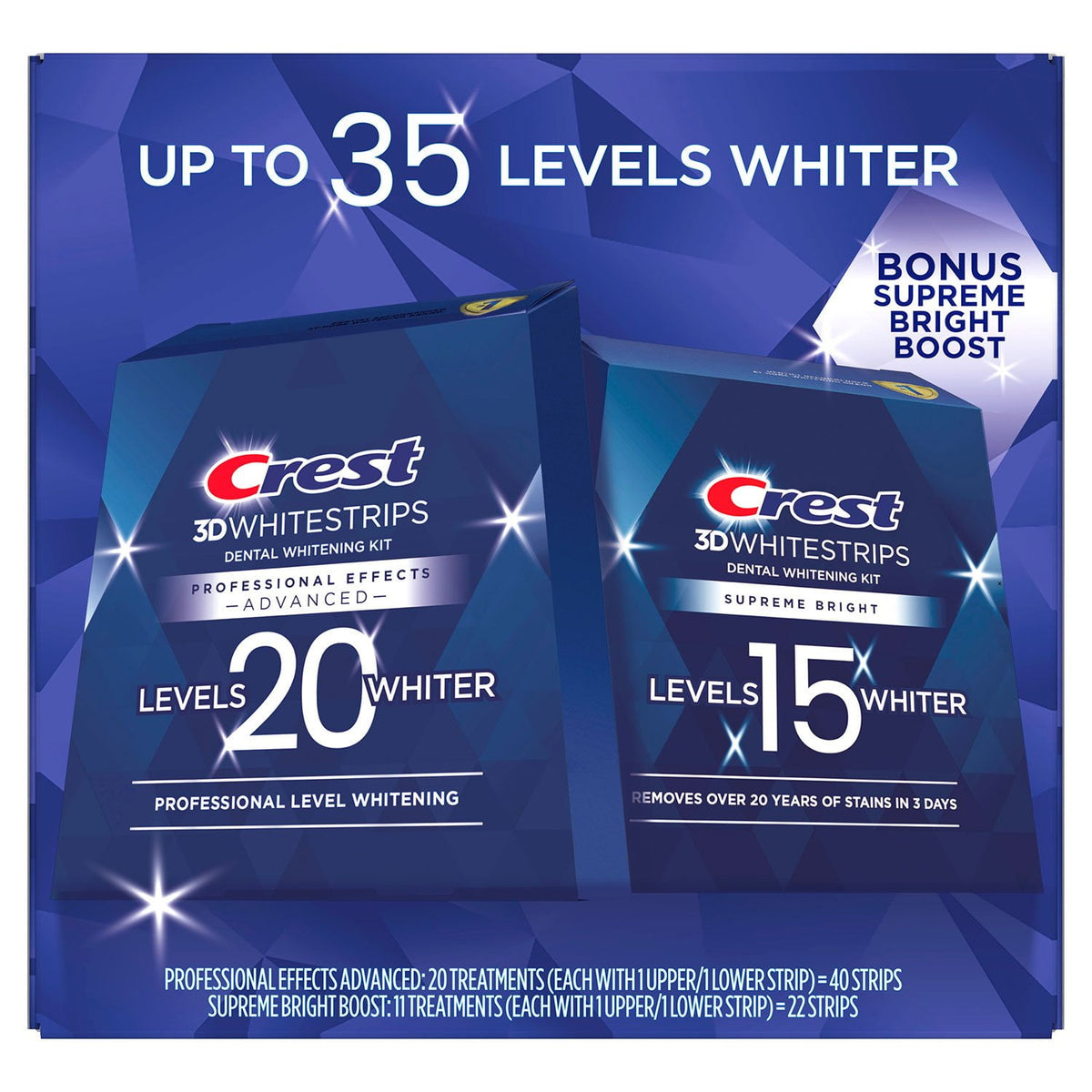 Crest 3D Whitestrips Professional Effects & Supreme Bright Whitening K ...