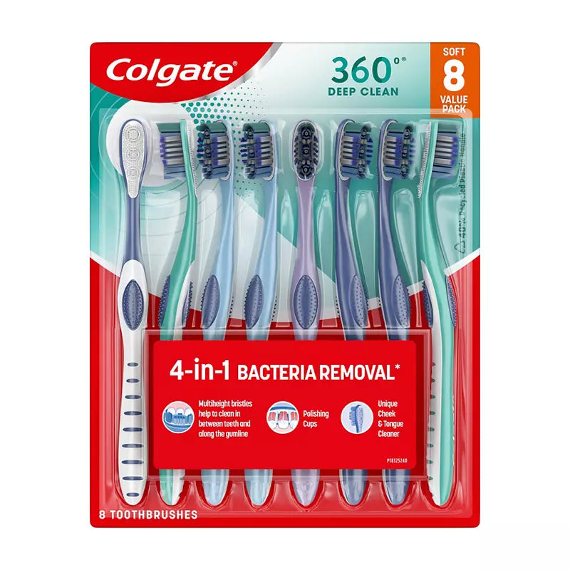 Colgate 360 Whole Mouth Clean Soft Manual Toothbrush | 8 Pack – WBM MART