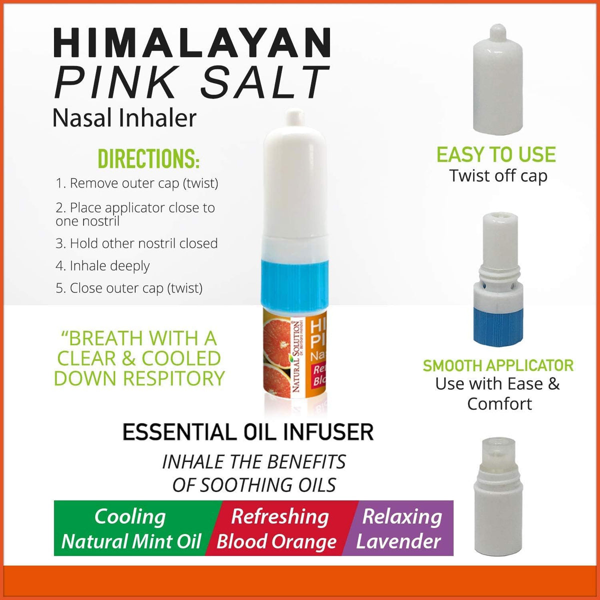 Natural Solution Himalayan Pink Salt Nasal Inhaler | 3 Count – WBM MART