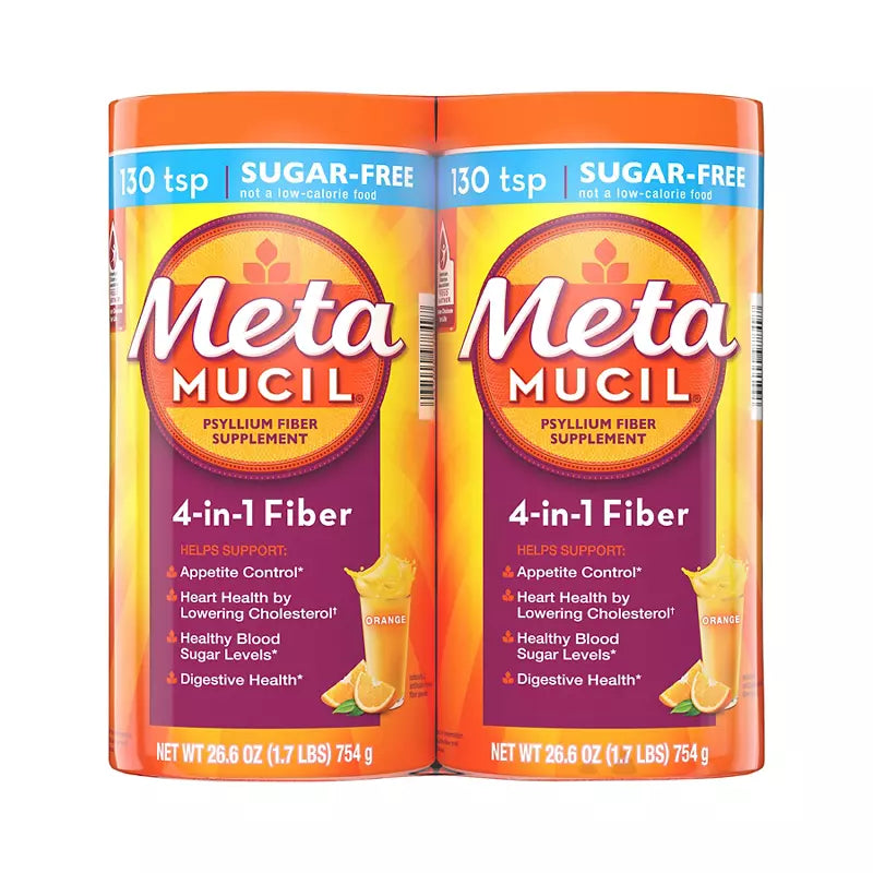 Metamucil 4-in-1 Daily Fiber Supplement Powder, Twin Pack, Fiber Powde ...