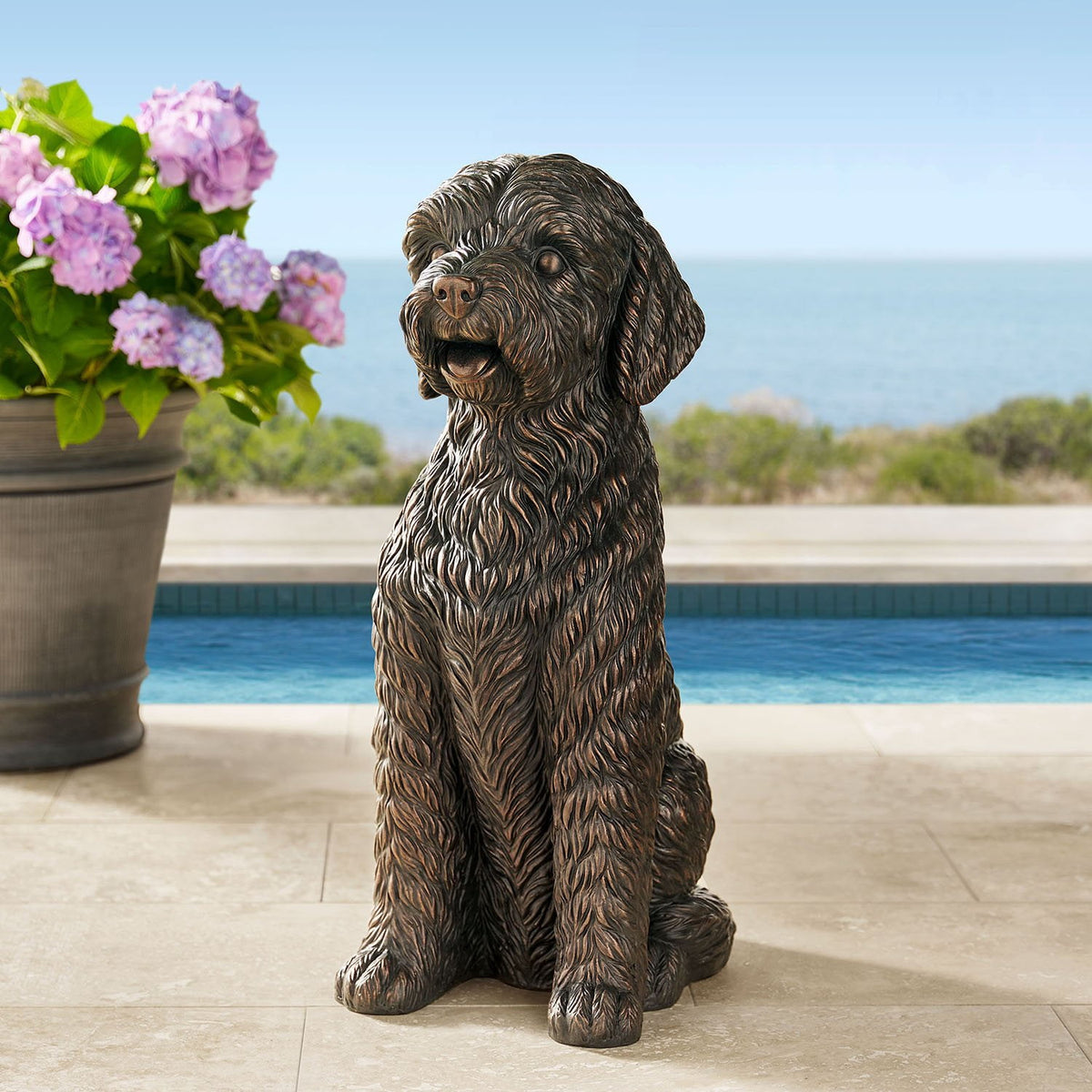 vMember’s Mark Sitting Doodle Dog Statue – Decorative Resin Garden & H ...
