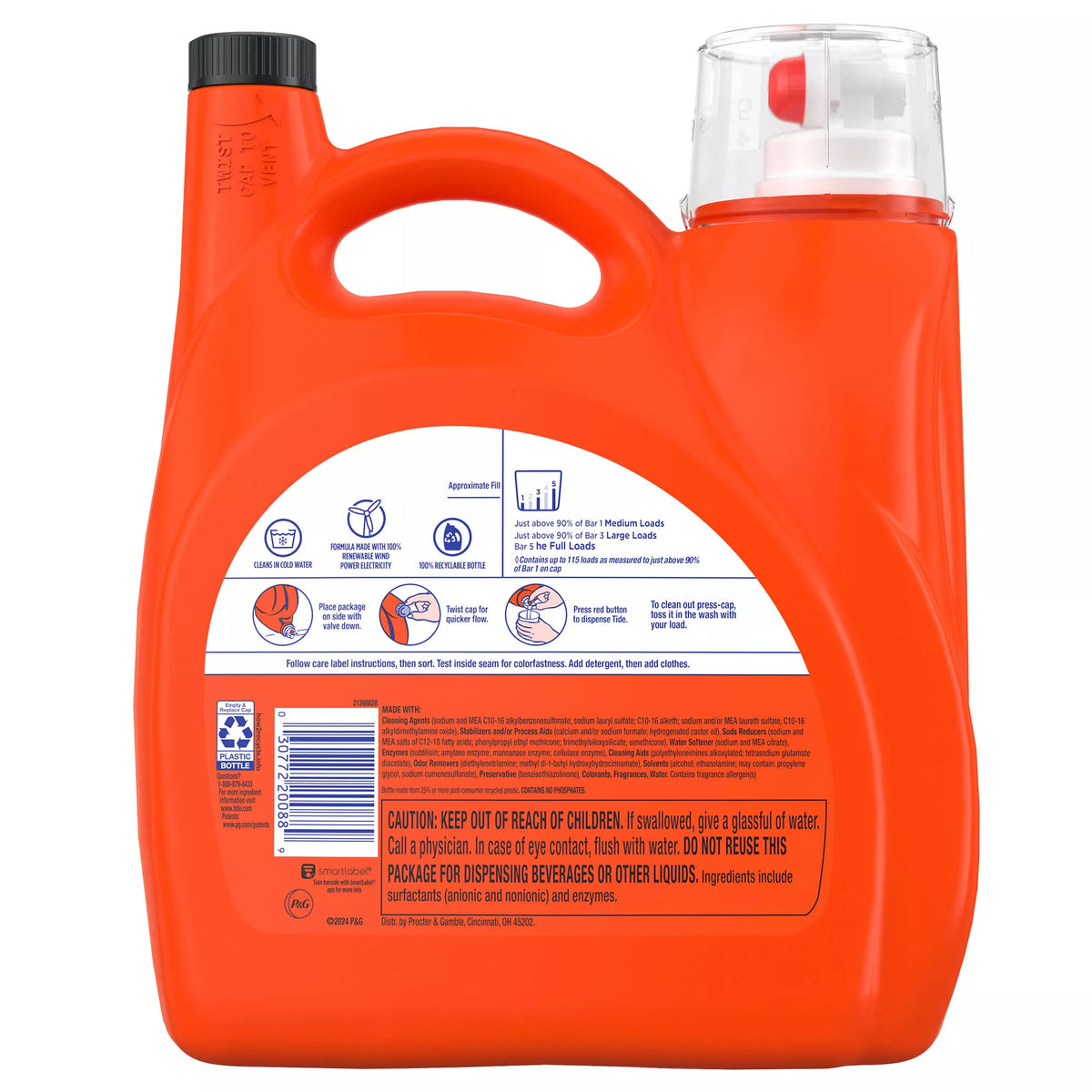 Tide Ultra Oxi Boost Liquid Laundry Detergent - Advanced Clean, 115 lo ...